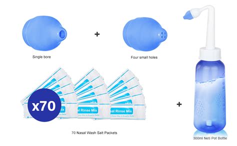 Neti Pot Sinus Rinse Kit With 70 Packets Nasal Wash Saltsinus Relief