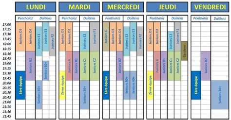 Planning Hebdomadaire F C Venoge