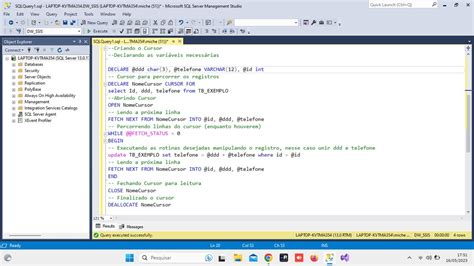 fazendo cursor no sql server