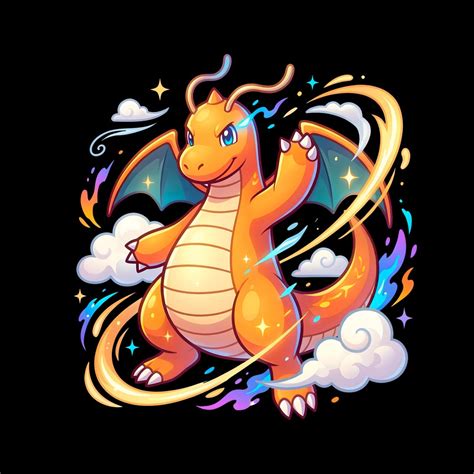 Pokemon Dragonite Clipart Svg Cute Orange Dragon Png Instant Digital