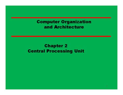 Cse 101 Computer Organization And Architecture Chapter 2 Lecture Notes