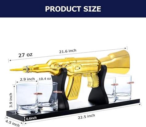 Ak Gold Whiskey Decanter Set With 4 Bullet Whiskey Glasses The Wine