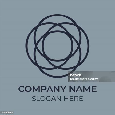 Logo Perusahaan Monokrom Simbol Elemen Dengan Berbagai Lingkaran