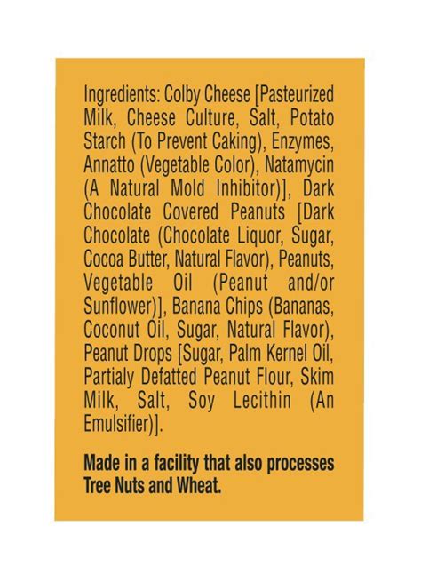 Sargento Sweet Balanced Breaks With Colby Natural Cheese Dark Chocolate Covered Peanuts Banana