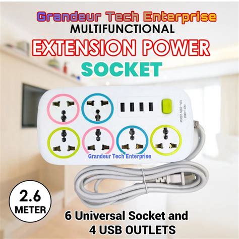 6 Power Socket Power Strips Socket Plug Universal Socket With 4 Usb Ports Tv And Home Appliances