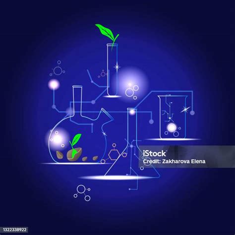 實驗室化學燒瓶中生態學研究的概念生物技術科學背景綠葉符號向量圖形及更多健保和醫療圖片 健保和醫療 分析 剪裁圖 Istock