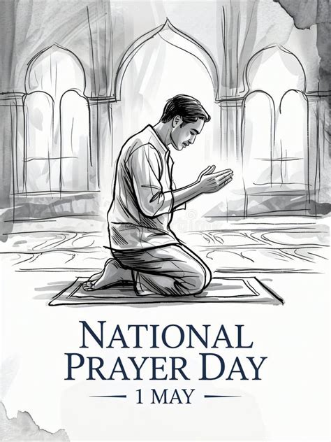 Devotional Islamic Prayer Scene For National Prayer Day With Mosque