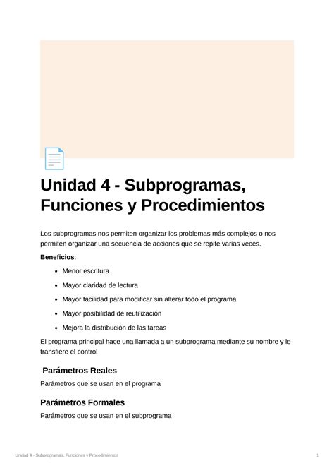 solution unidad 4 subprogramas funciones y procedimiento pseudocódigo
