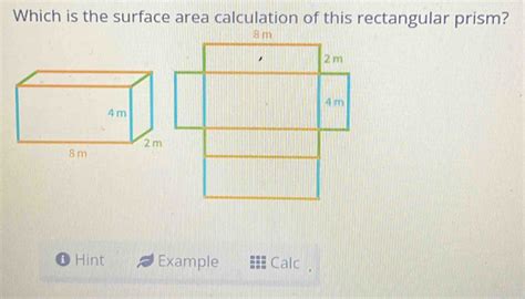 solved which is the surface area calculation of this rectangular prism