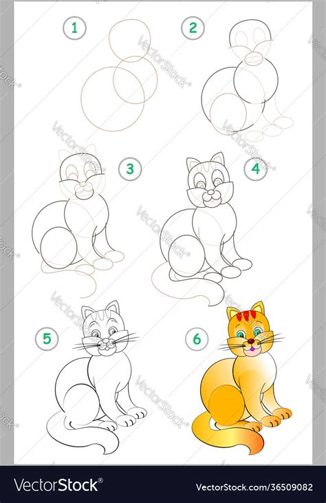 Page Shows How To Learn Step Step To Draw Vector Image