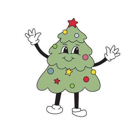 Personagem De Mascote De árvore De Natal Dos Desenhos Animados Estilo