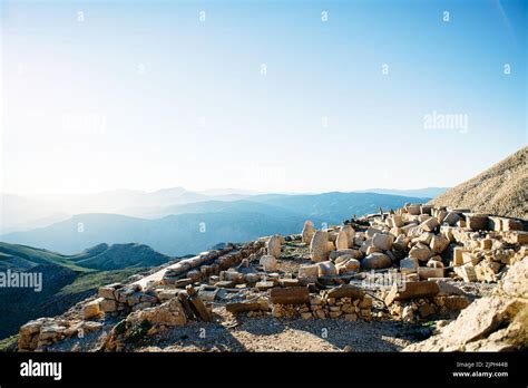 Heads Of The Statues On Nemrut Dag On The Sunset Travel Concept Photo Adiyaman Nemrut