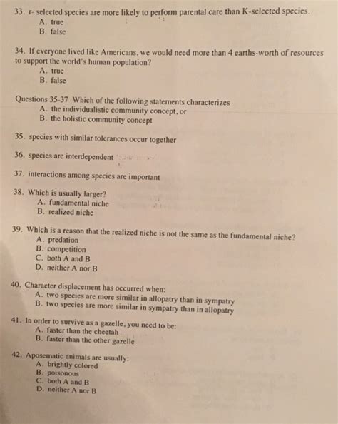 Solved R Selected Species Are More Likely To Perform