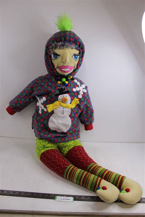 Large Stuffed Winter Themed Female Court Jester 51 Tall Including