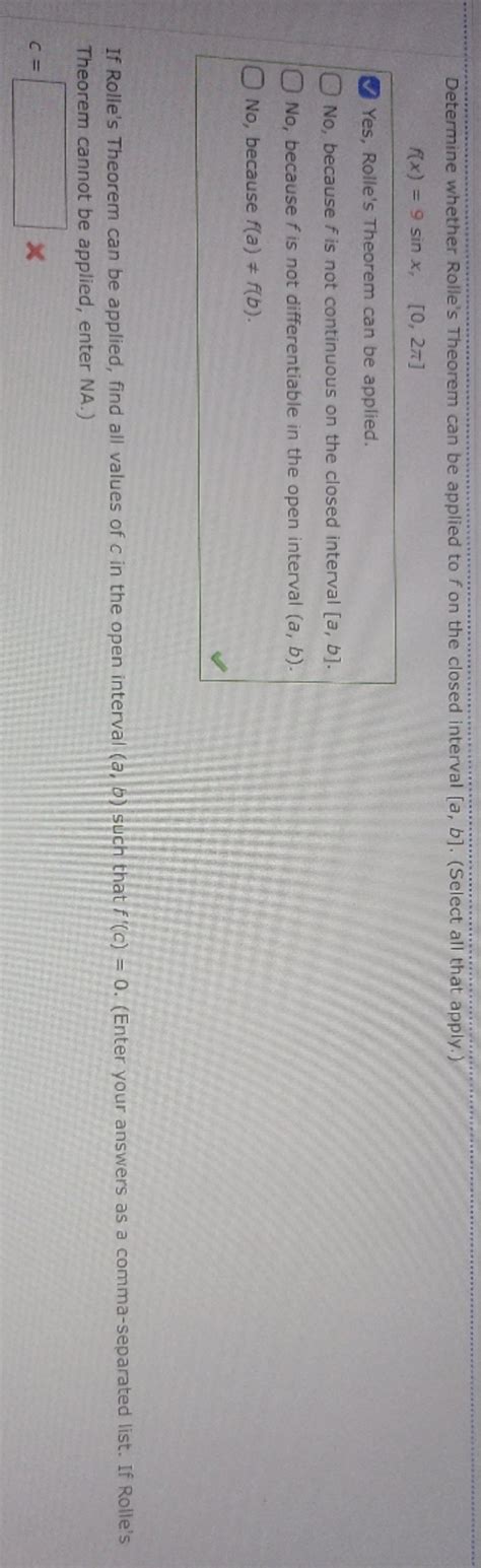 Solved Please Explain Determine Whether Rolle S Theorem Can Be
