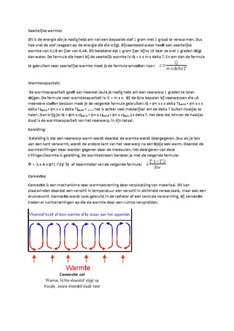 Warmteleer Periode 6 Samenvatting Soortelijke Warmte