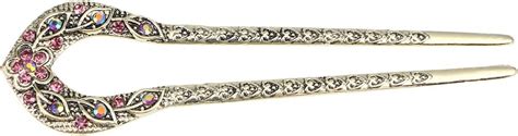 Japanese Hair Pin Vintage Double Prong Hair Pin Stick U Shaped Crystal