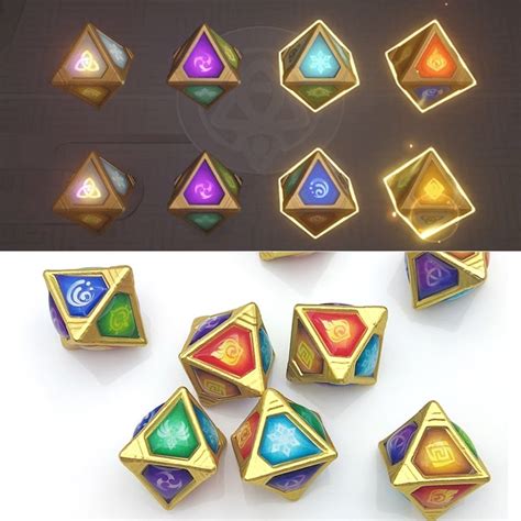 Genshin Impact Genius Invocation Tcg Elemental Dice Pack Of 8 Etsy Canada