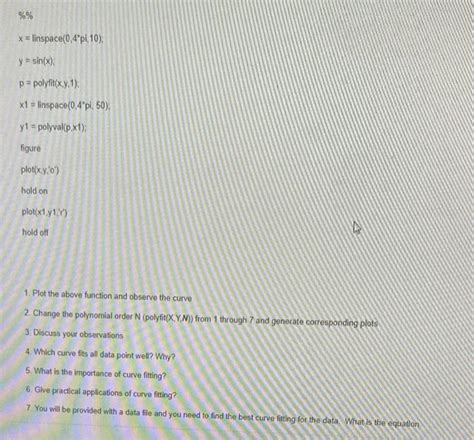Solved X Linspace Pi Y Sin X P Polyfit Chegg