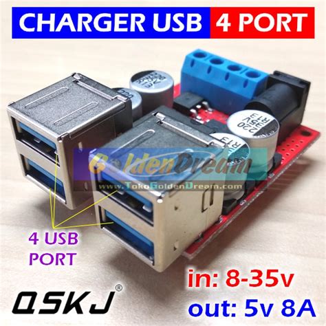 Jual Qskj 4 Usb Charger 8a 5v Step Down 8 35v Aki Motor Mobil Panel