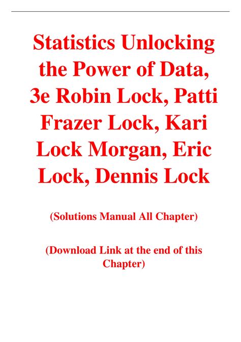 Statistics Unlocking The Power Of Data E Robin Lock Patti Frazer Lock Kari Lock Morgan Eric