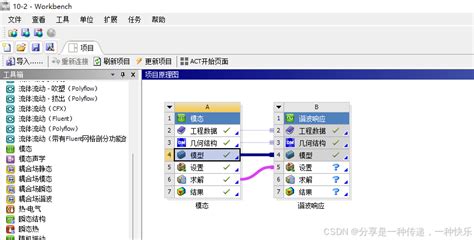 Ansys中在模态分析中加载了谐响应，可以直接在模态分析中模型中找到谐波响应设置，不用再去单击谐波响应了，实现了设置互通了。使用的模态分析