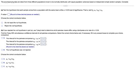 Solved Data Table A Test The Hypothesis That Each Sample Chegg Com