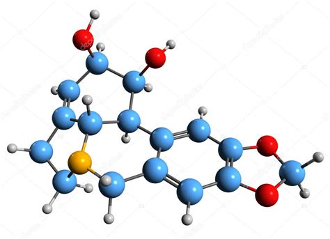 Imagen 3d De La Fórmula Esquelética De Lycorine Estructura Química