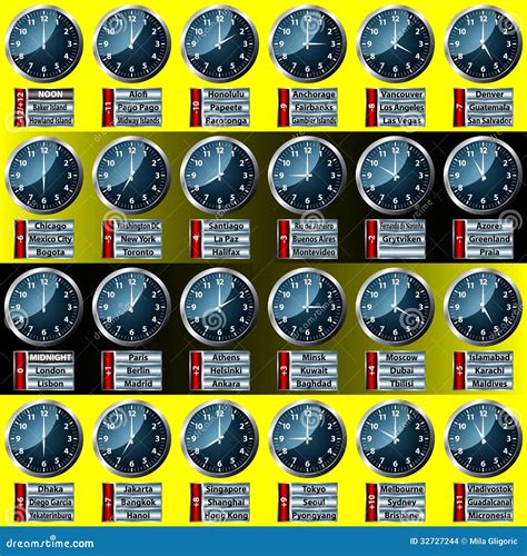 World Time Zone Clock Display Stock Vector Illustration Of York