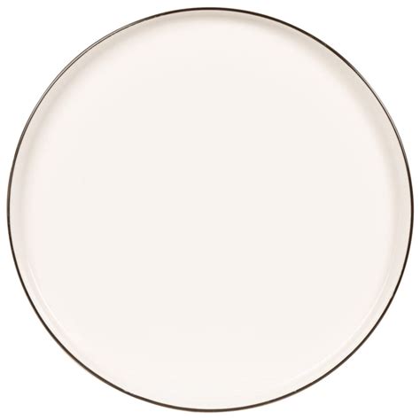 Assiette plate en porcelaine blanche et liseré noir Berenice Maisons