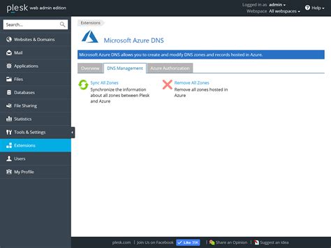 Microsoft Azure DNS Extension Plesk