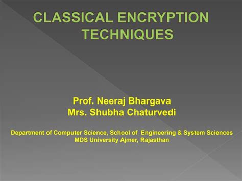 Classical Encryption Techniques Ppt