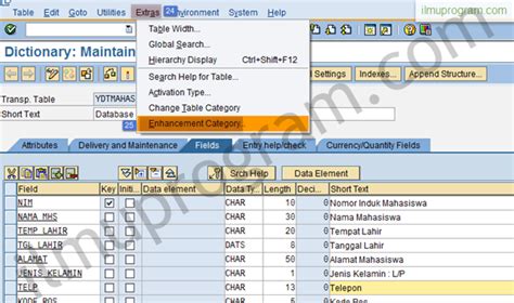 Tcode Se11 Create Database Table Tahap 2 Ilmuprogramcom