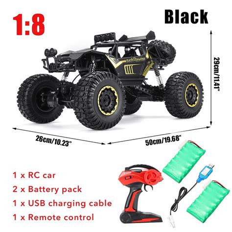 1 8 50cm rc carro 2 4g controle de rádio 4wd fora de estrada veículo