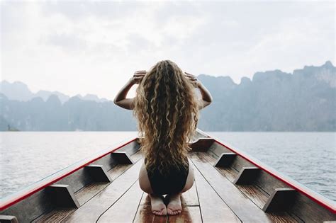 Beautiful Woman Posing On A Boat Premium Photo Rawpixel