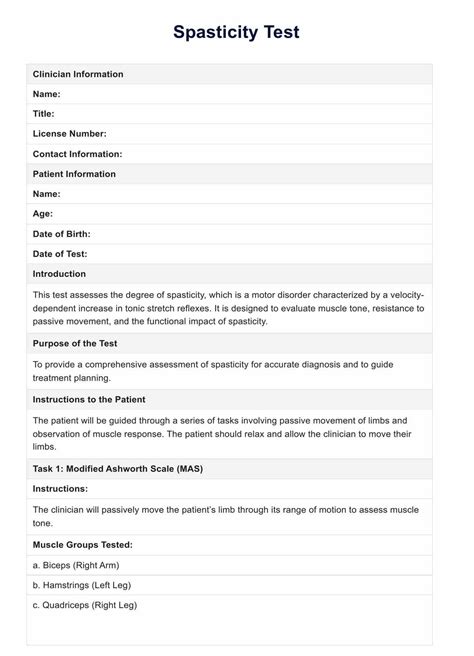Spasticity Test And Example Free Pdf Download