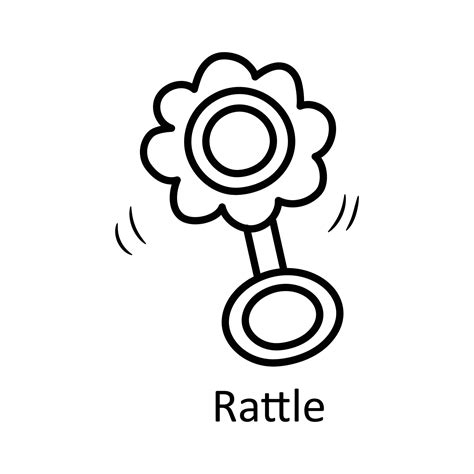 Rattle Vector Outline Icon Design Illustration Toys Symbol On White