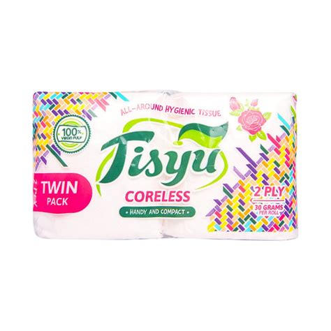 Tisyu Bathroom Tissue Coreless 2ply Twin Pack