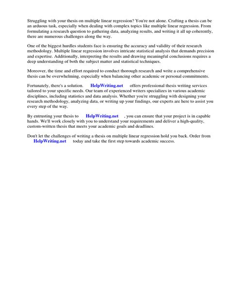 Thesis Using Multiple Linear Regression Pdf Regression Analysis