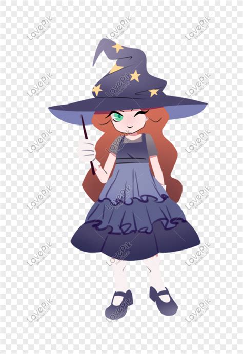 작은 마녀 창의적인 만화 일러스트 레이션 Png 일러스트 무료 다운로드 Lovepik