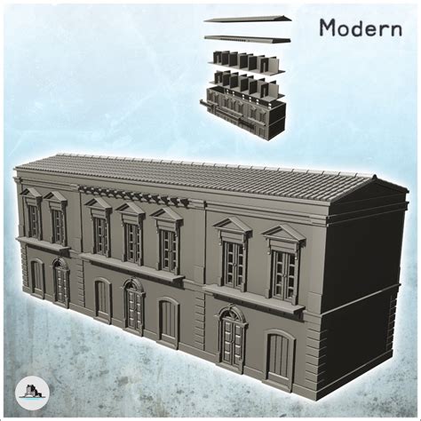 Hartolia Miniatures Long Building With Tile Roof And Long Balcony 1 Stl File For 3d Printing