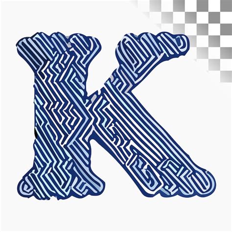 K Diseño de letras elegante fuente azul bordado alfabeto Vector Premium