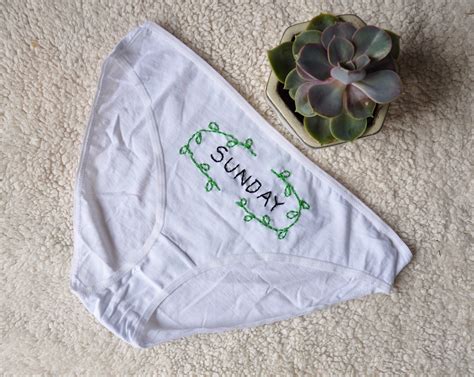 Sunday Undies Custom Embroidered Lingerie Day Of The Week Etsy