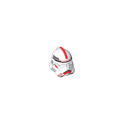 Lego White Clone Trooper Helmet With Red Stripe Red Mouth Markings