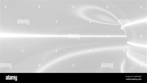 Close Up Of White Tunnel With Lines 3d Render Illustration Stock Photo
