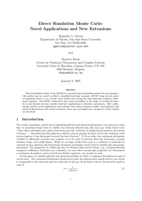 Pdf Direct Simulation Monte Carlo Novel Applications And New Extensions