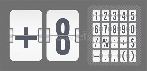 Vector Numeric Template For Time Design Flip Scoreboard With Number And Symbol For White