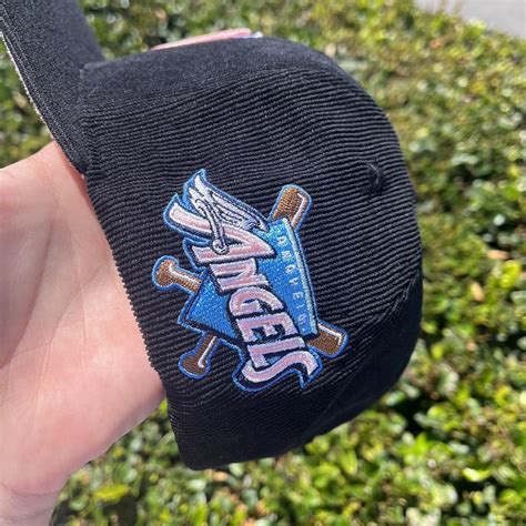 Custom Anaheim Angels Fitted Hat Pink Felt Depop