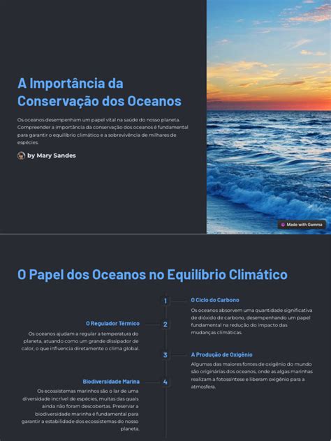 A Importancia Da Conservacao Dos Oceanos Pdf Oceanos Acidificação