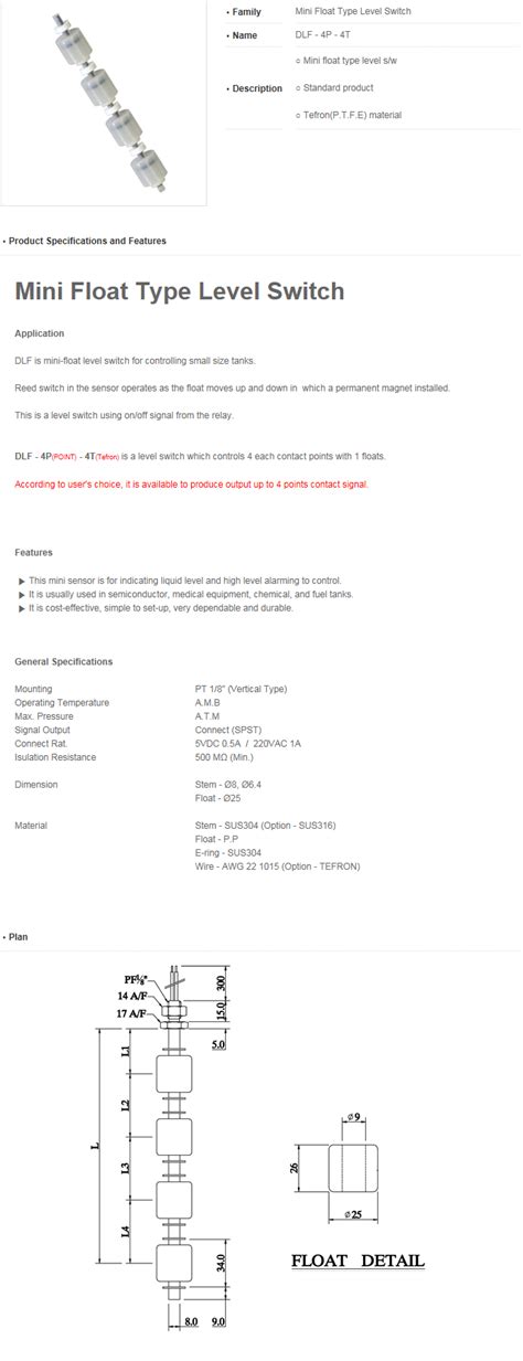 Mini Float Type Level Switch
